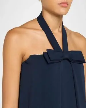 Prabal Gurung Bow-detail Halter Gown - Navy
