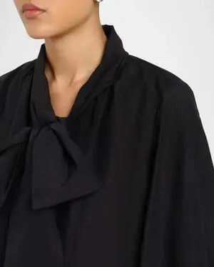 L & APOS;AGENCE Deon Poplin Tieneck Shirt - Black