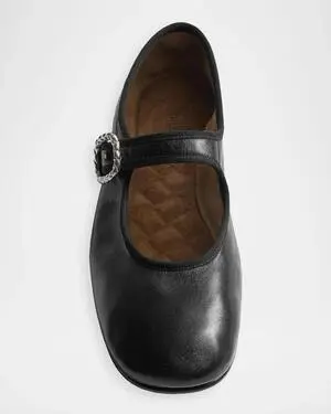 Bottega Veneta Veneziana Nappa Leather Ballerina Flats - Black