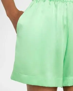 Sablyn Brynn High-rise Pull-on Silk Shorts - Lime