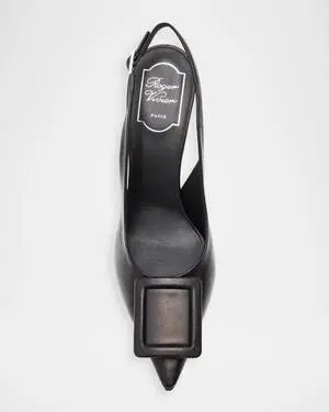 ROGER VIVIER 85mm Viv Ville Leather Slingback Pumps