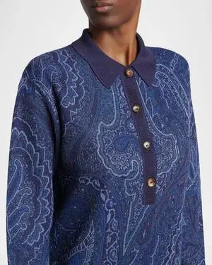 Etro Paisley Wool-cashmere Polo Sweater