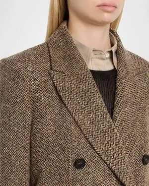 Brunello Cucinelli Sparkling Wool Herringbone Blazer - Camel