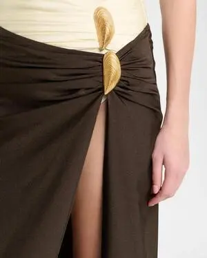 Simkhai Eiana Shell Midi Skirt - Chocolate