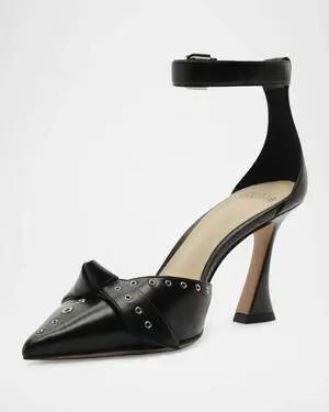 ALEXANDRE BIRMAN 85mm Clarita Grommet Leather Pumps
