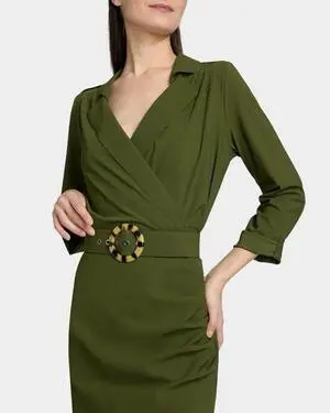 Chiara Boni La Petite Robe Minao Belted Faux-wrap Dress - Matcha