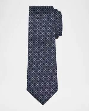Giorgio Armani Apos;s Micro-geometric Circle Silk Tie - Navy
