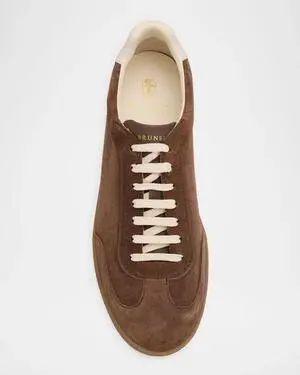 Brunello Cucinelli Apos;s Suede T-toe Low-top Sneakers - Fango