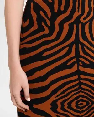 ET OCHS Oaklynn Knit Tiger Striped Maxi Pencil Skirt - Deep Cogna