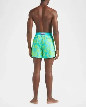 Vilebrequin Apos;s Flocked Tropical Turtle Swim Trunks - Ceramic