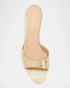 Veronica Beard Tia Embossed Metallic Leather Mid-heel Sandals