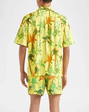 Vilebrequin Apos;s Cotton Palms Camp Shirt - Yellow