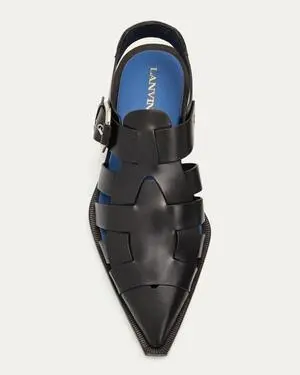 LANVIN Apos;s Leather Pointed-toe Gladiator Sandals - Black