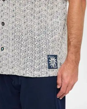 Scotch & Soda Apos;s Geometric-embroidered Cotton Camp Shirt - Bright Whi