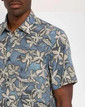 Bugatchi Apos;s Orson Lyocell Floral Camp Shirt - Cobalt