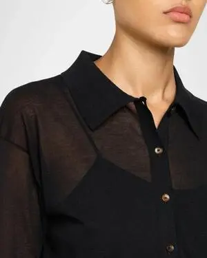 Etro Semi-sheer Knit Button-down Top