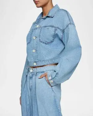 L & APOS;AGENCE Gaines Balloon-sleeve Denim Jacket - Oxnard