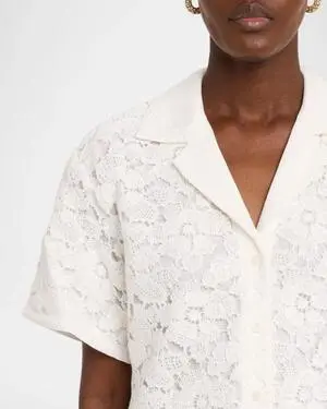 Simkhai Glenn Lace Camp Shirt - Ivory