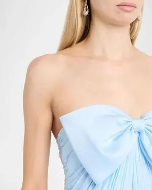 AS IT MAY Lunette Strapless Bow-front Gown - Sky