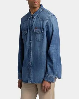 7 For All Mankind Apos;s Point Collar Denim Shirt - Canyon