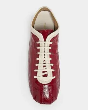 Dries Van Noten Leren Glossy Eel-effect Leather Slim Sneakers