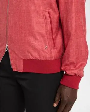 Stefano Ricci Apos;s Textured Linen-blend Jacket - Red