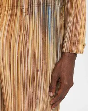 Issey Miyake Apos;s Paintbrush Agate-print Pleated Trousers - Brown