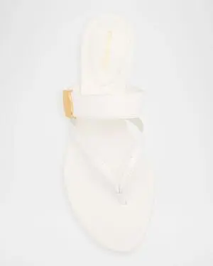 Veronica Beard Salva Dash Leather Thong Sandals - Coconut-fa