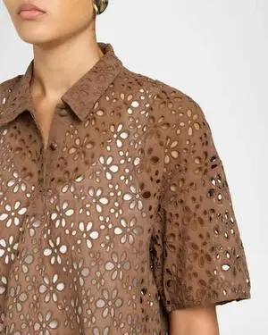 FRAME The Downing Eyelet Button-front Shirt
