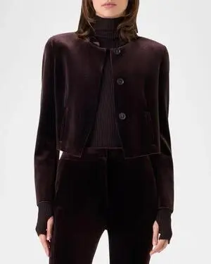 Akris Kadet Velvet Neoprene Short Jacket - Coffee