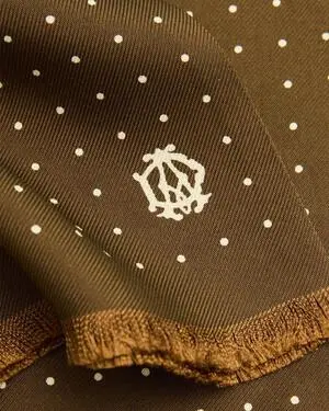 Dunhill Apos;s Mulberry Silk Polka Dot Fringe Scarf - Drab