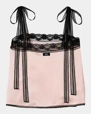 Marc Jacobs Ribbon-strap Satin Tank Top - Blush