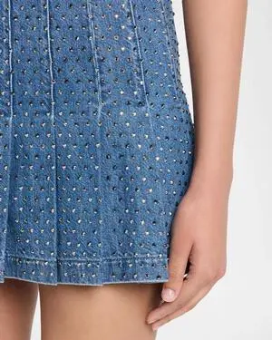 Alice + Olivia Carter Embellished Denim Mini Skirt