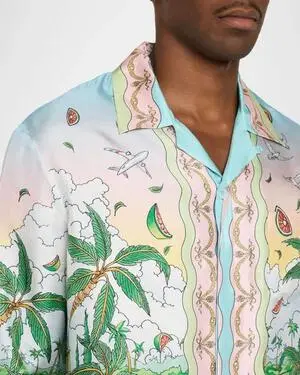 Casablanca X Laduree & Apos;s Multicolor Silk Button-down Shirt - Multi
