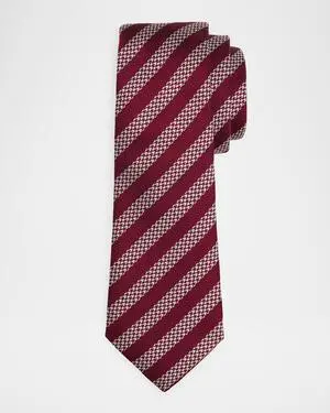 Giorgio Armani Apos;s Woven Stripe Silk Tie - Wine