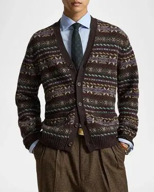 Polo Ralph Lauren Apos;s Fair Isle-style Wool Cardigan - Brown