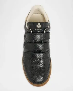 Isabel Marant Étoile Beth Embossed Leather Grip-strap Sneakers - Black/saha