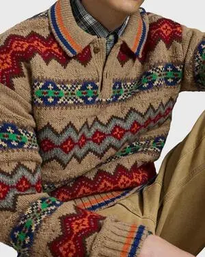 Polo Ralph Lauren Apos;s Fair Isle Wool-blend Polo-collar Sweater - Tan Multi