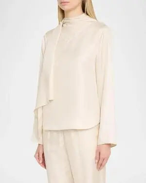 Loulou De Saison Gala Silk Scarf-neck Blouse