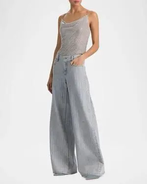 Alice + Olivia Harmon Crystal Chainmail Slip Tank Top