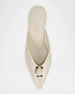 Veronica Beard 75mm Rochelle Cabochon Leather Mules - Limestone