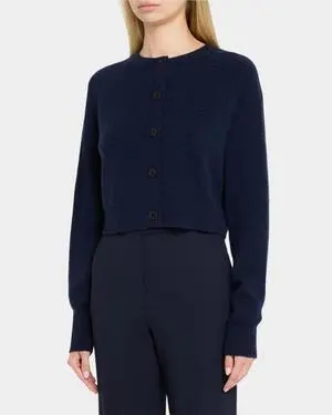 Loulou De Saison Heike Cashmere Crop Cardigan Navy