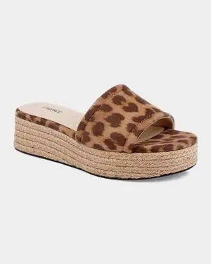 L & APOS;AGENCE Ramani -print Suede Espadrille Sandals - Leopard