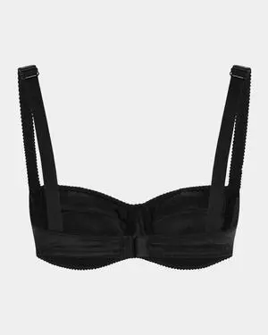 Dolce & Gabbana Semi-padded Satin Balconette Bra - Black