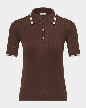 Moncler Short-sleeve Pointelle Polo Shirt
