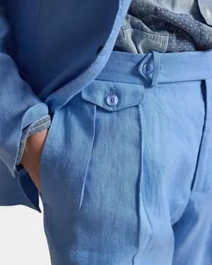 Polo Ralph Lauren Apos;s Pleated Linen Straight-leg Trousers - Sky Blue