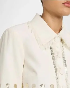 Cinq À Sept Nadia Embellished Jacket - Ivory