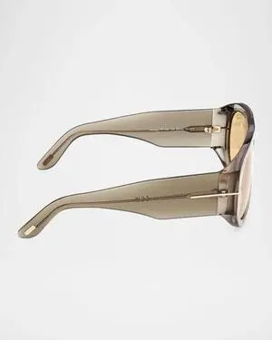 TOM FORD Bronson 60mm Pilot Sunglasses - Transparen