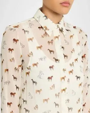 Gabriela Hearst Henri Horse-print Chiffon Button-down Blouse