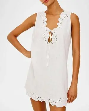 Rails Lunetta Embroidered Linen Shift Dress